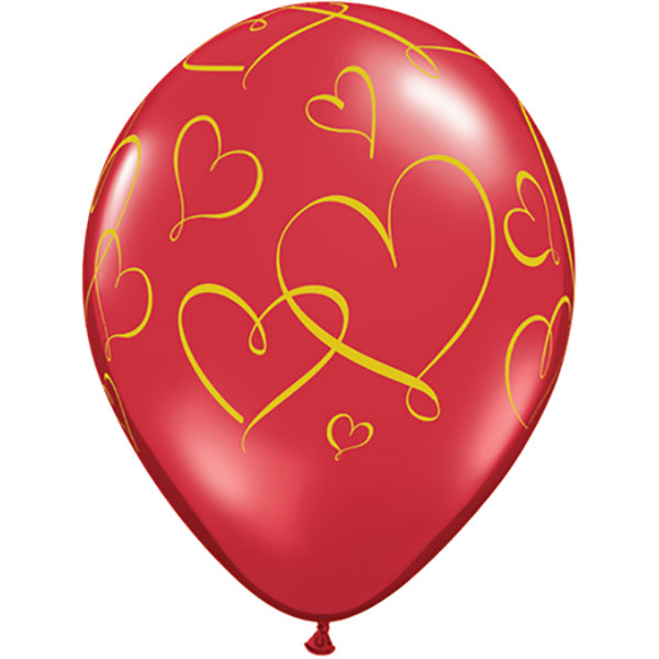 40862
11″ Latex Romantic Hearts Ruby Red (5)