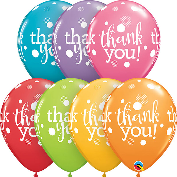 50206
11″ Latex Thank You Dots Assorted (7)