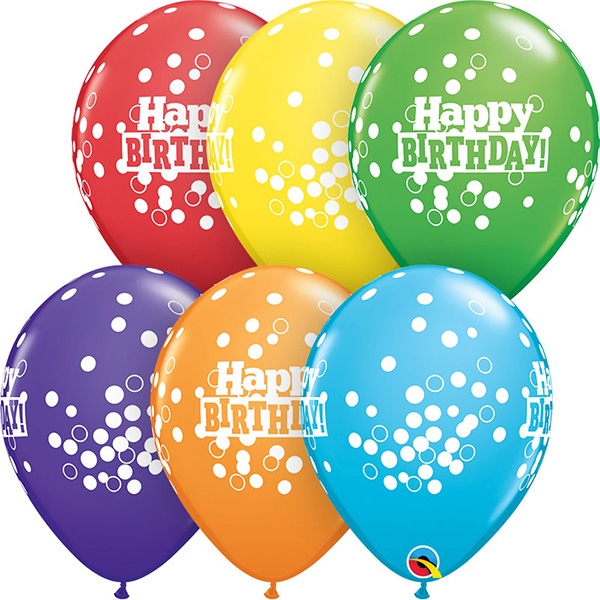 52962
11″ Latex Birthday Confetti Dots (6)