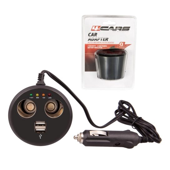 Adapter upaljaca 2 ulaza i 2 USB ulaza – 4Cars 90793