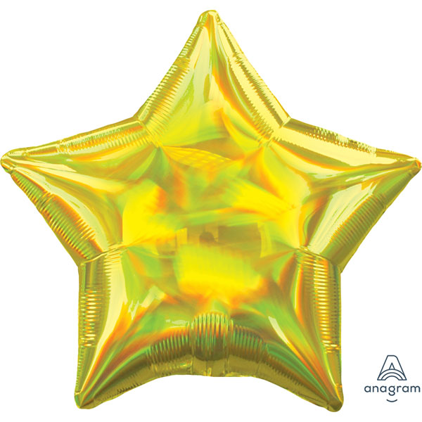 39266
22″ Foil Holographich Iridescent Yellow Star