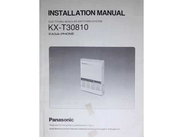 Uputstvo Za Telefonsku Centralu `Panasonic` KX-T30810