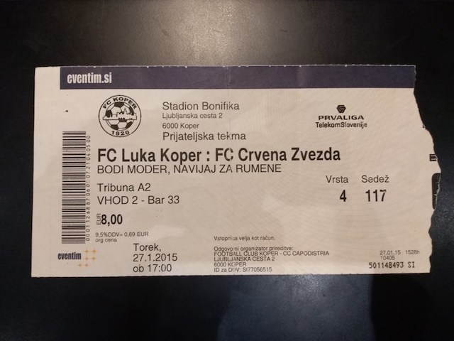 FUDBAL: LUKA KOPER - CRVENA ZVEZDA 27.01.2015