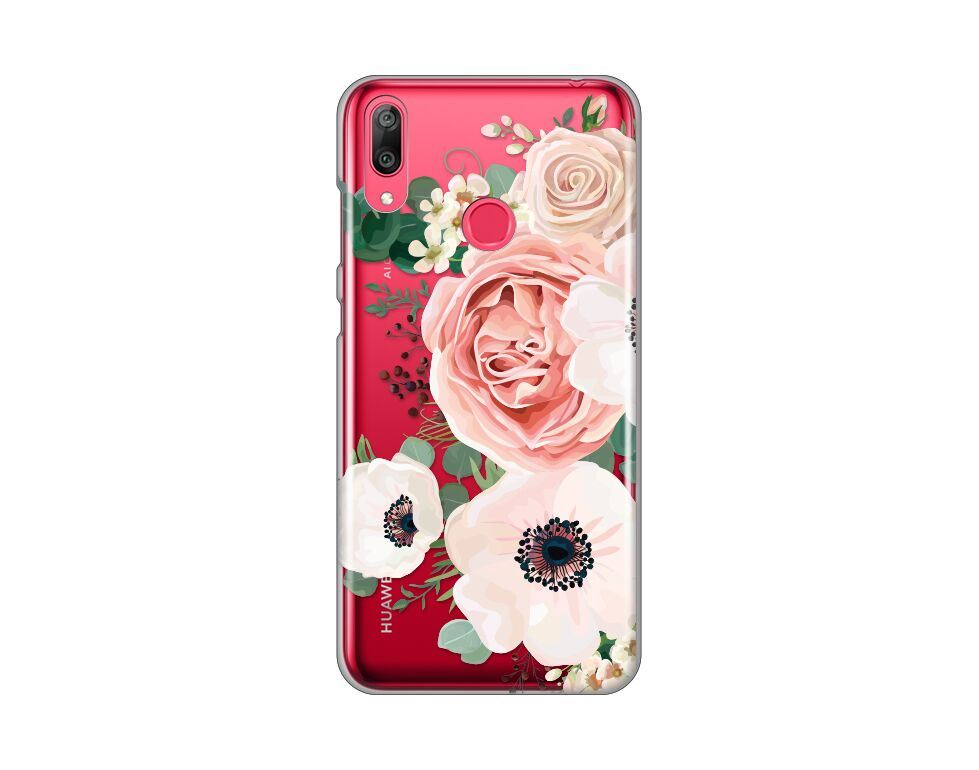 Silikonska futrola PRINT Skin - Huawei Y7 2019/Y7Prime 2019 Luxury Pink Flowers