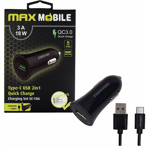 MAX MOBILE USB SC-106 QC 3.0 3A + TYPE C