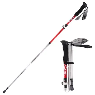 KODENOR ALUMINUM ALLOY ADJUSTABLE TREKKING POLE - RED