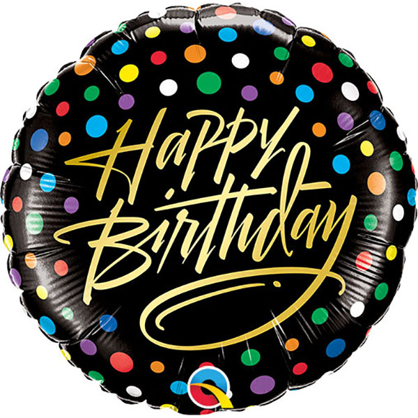 58411
9″ Foil Happy Birthday Gold Script & Dots