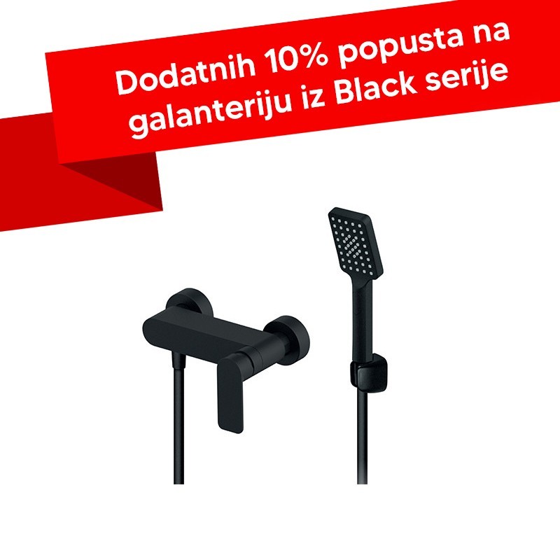 Baterija za tuš kadu sa ručnim tušem Rosan S2 BLACK 237101B