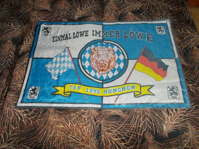 TSV Munchen 1860 - navijacka zastava 90x60 cm iz 1991 g