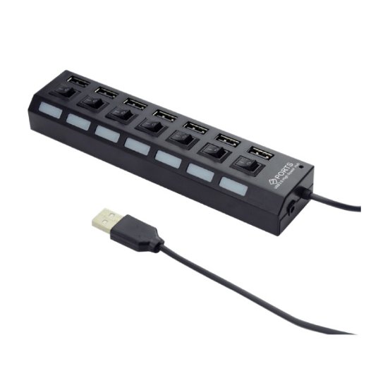 Gembird USB Hub 7u1 crni, USB 2.0
