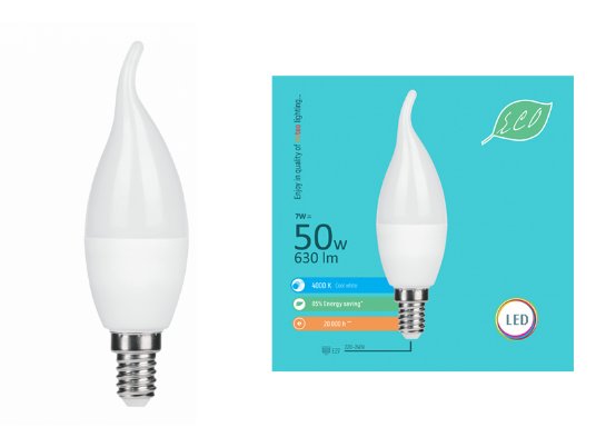 Mitea LED ECO dekorativna sijalica, C37, 7W, E14, 4000K