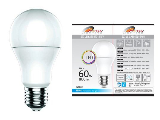 Mitea LED sijalica, A60, 9W, E27, 6500K