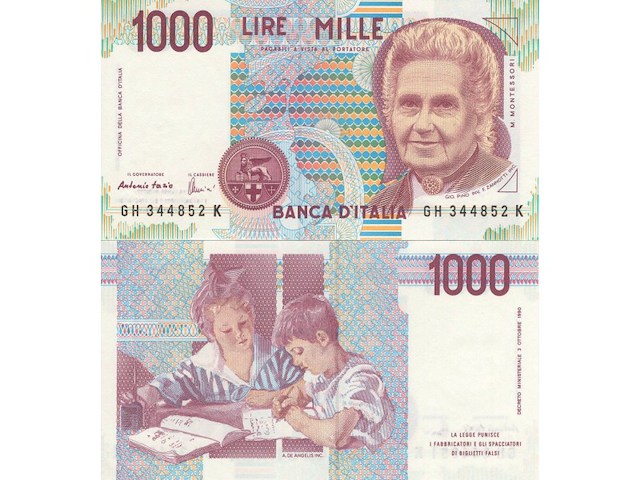 ITALIA Italy 1000 Lire 1990 UNC, P-114