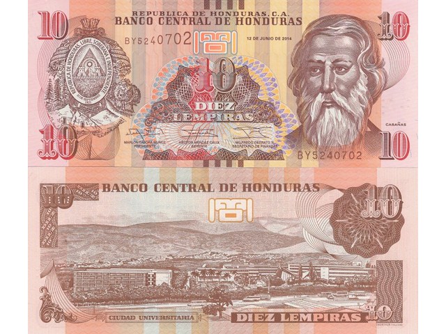 HONDURAS 10 Lempiras 2014, P-98 UNC