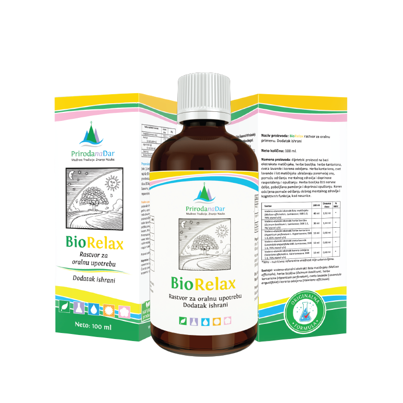 BioRelax kapi za smirenje živaca i opuštanje, biljne kapi za nesanicu 100 ml
BioRelax prirodne biljne kapi za smirenje, opuštanje i lepši san