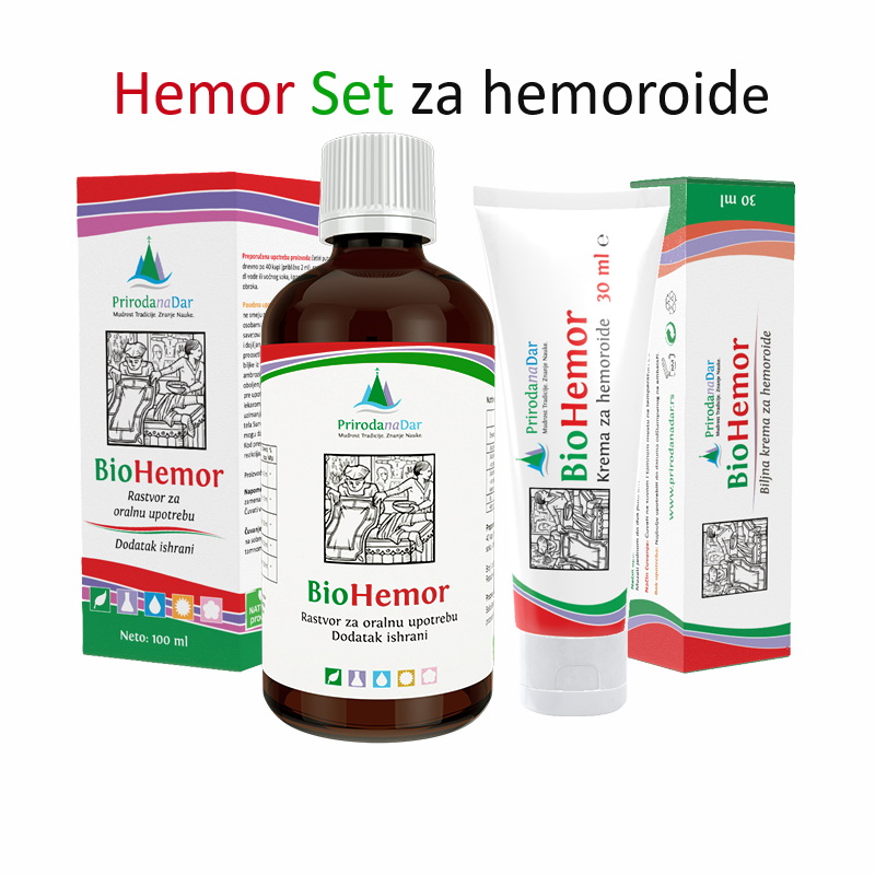 BioHemor Set za hemoroide - prirodne biljne kapi i krema za uvećane i bolne hemoroide
SET ZA HEMOROIDE