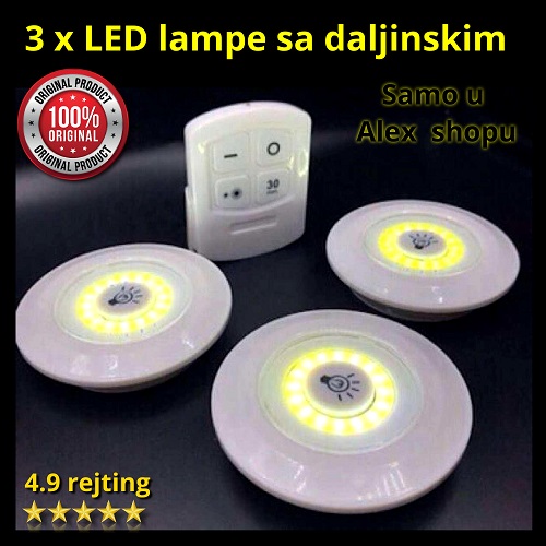 3 x Led svetla sa daljinskim upravljačem