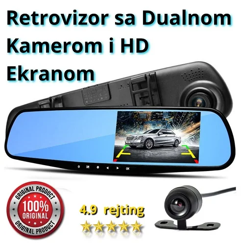 Retrovizor sa Dualnom Kamerom i Ekranom