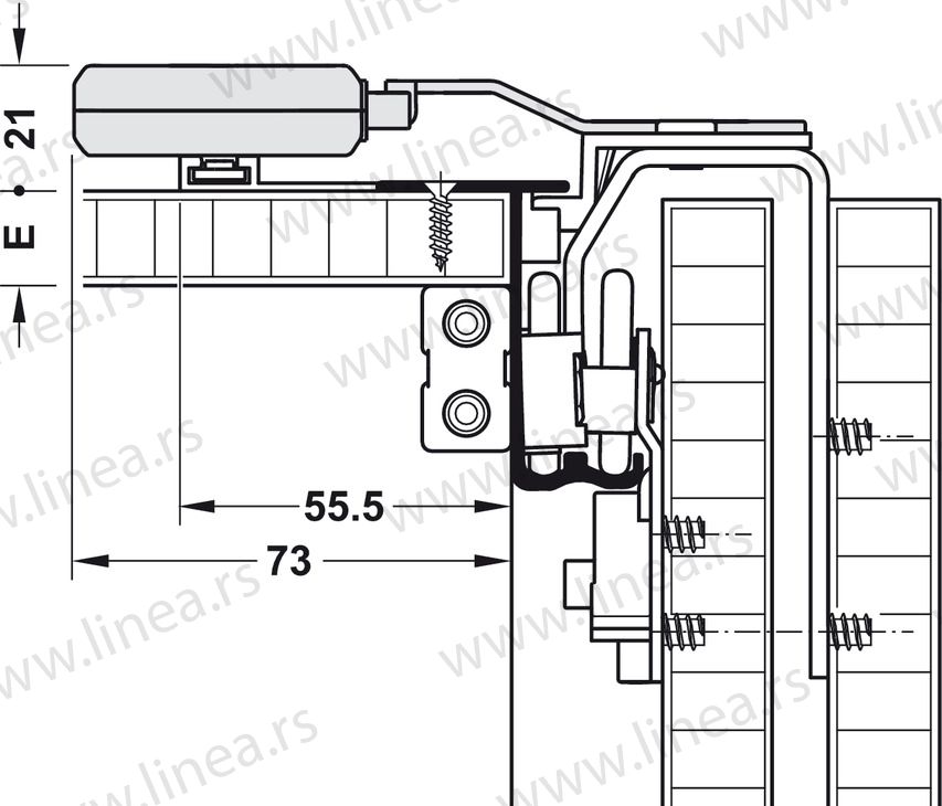 Smuso sistem usporavanja, za dvovratna krila, jednostrano, 16-26 mm