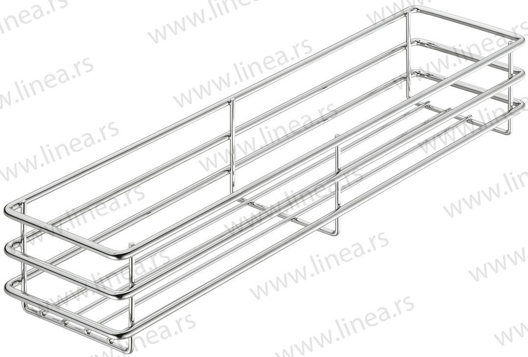 Korpa za kačenje, 470 x 75 mm, širina 160 mm, hrom