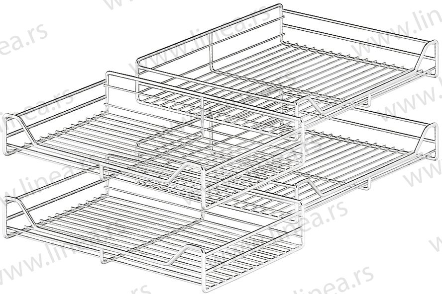 Set žičanih korpi za ugaone ormare, Kesseböhmer, beli aluminijum