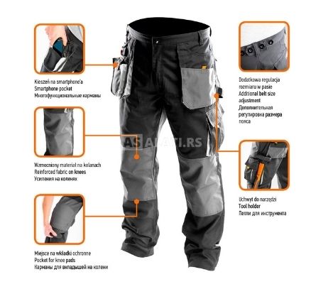 NEO Tools radne pantalone sive – muške 81-220