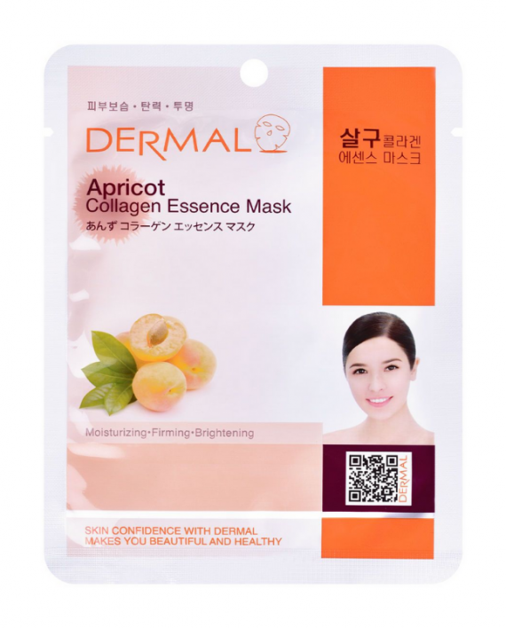 Korejska sheet maska za zatezanje i blistavu kožu lica DERMAL Collagen Essence Kajsija 23g