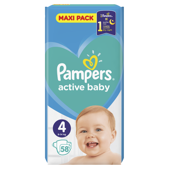 Pampers Active Baby VPP pelene, veličina 4 (9-14 kg), 58 komada