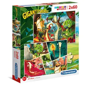 Clementoni CL21614 PUZZLE 2x60 GIGANTOSAURUS 2020