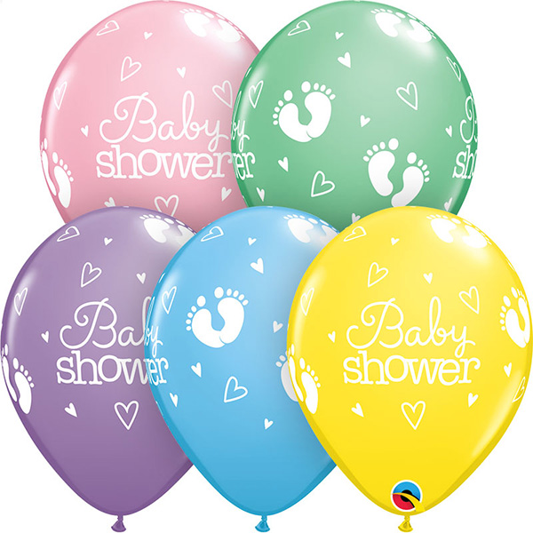 54163
11″ Latex Baby Shower Footprints & Hearts Assorted (5)