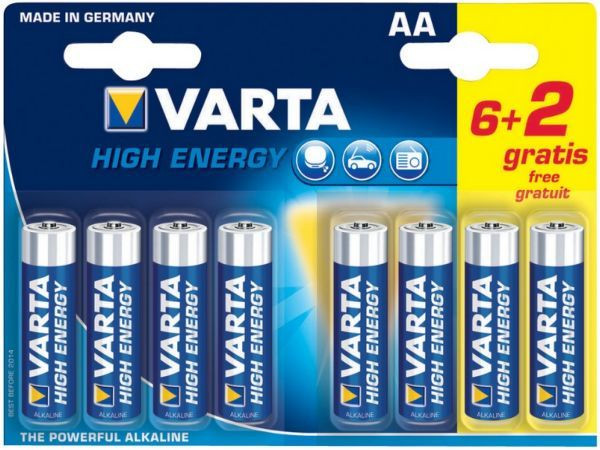 VARTA-4906SO AA 1.5V LR6 MN1500, PAK8 CK, ALKALNE baterije HIGH ENERGY