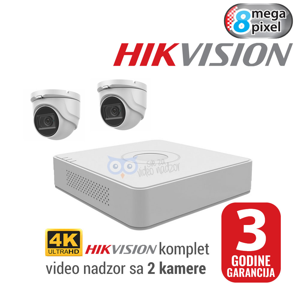 4K Hikvision komplet video nadzor sa 2 kamere