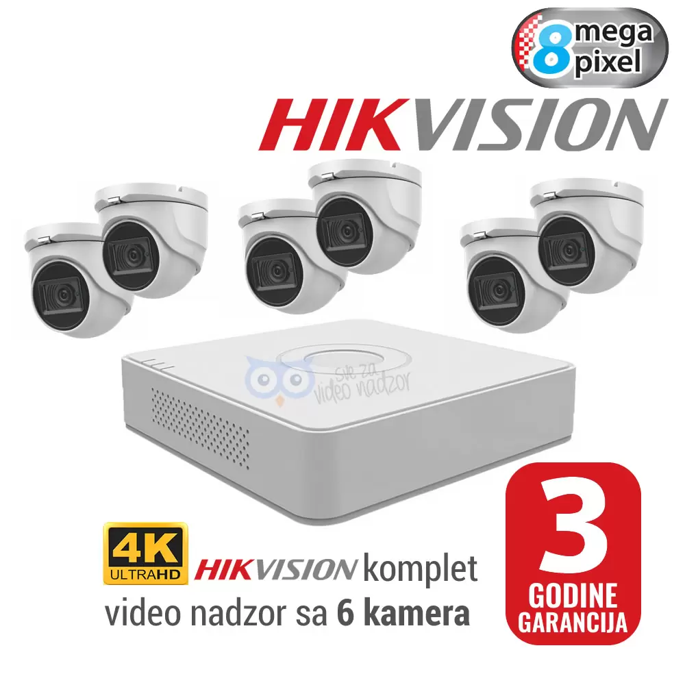 4K Hikvision komplet video nadzor sa 6 kamera