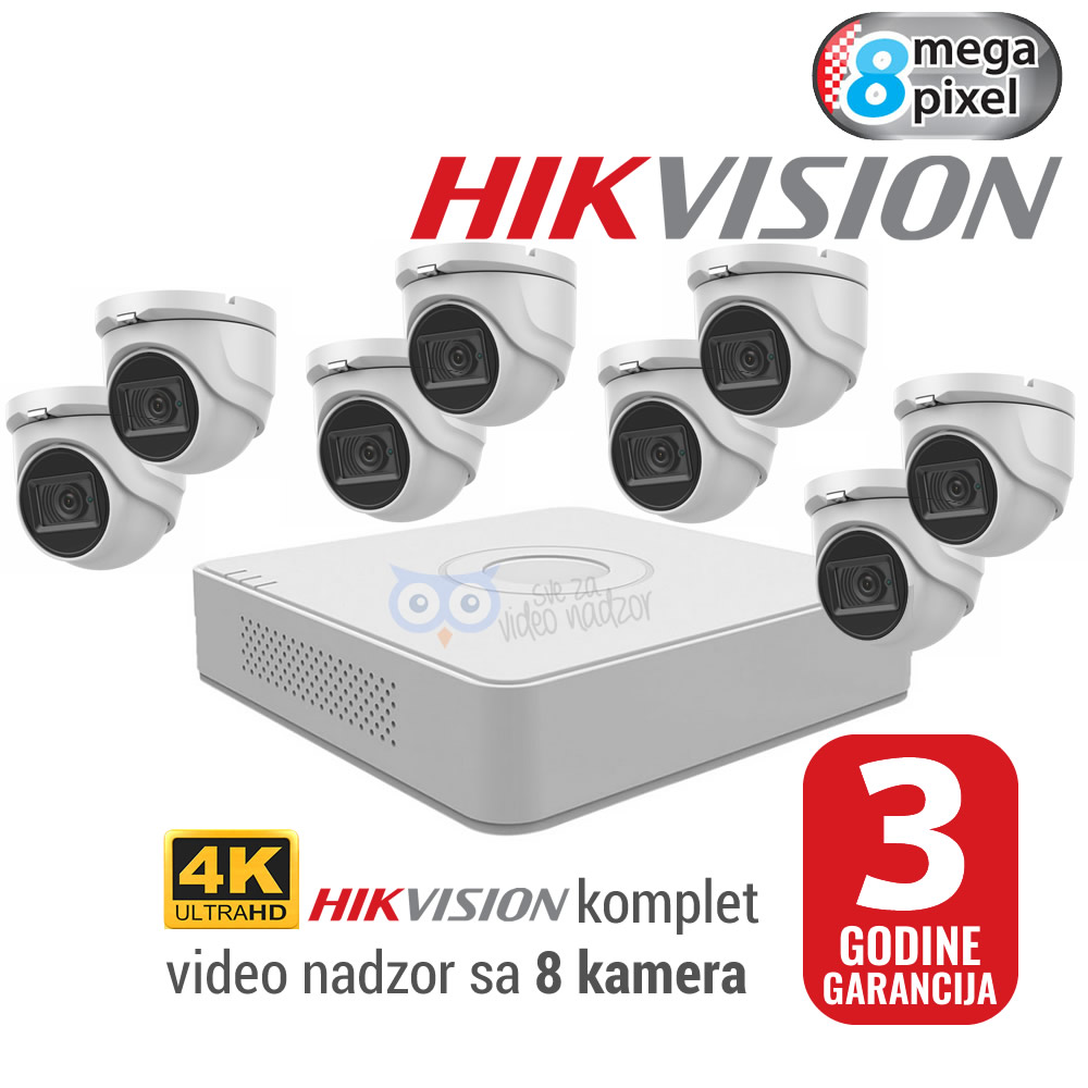 4K Hikvision komplet video nadzor sa 8 kamera