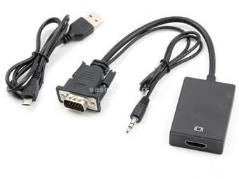 VGA na HDMI konvertor sa audio kablom i kablom za napajanje