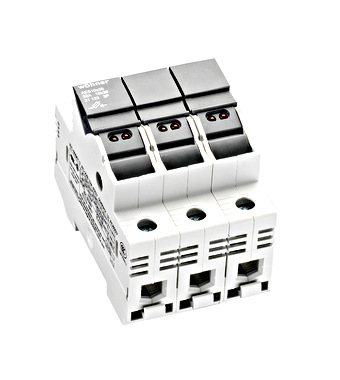 Nosač za cilindrične osigurače + LED
montaža na DIN nosač, s LED indikacijom, 54x81x58mm (ŠxVxD)