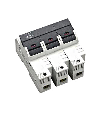 Nosač cilindričnog osigurača (+LED) 3P box stezaljke 50mm
montaža na DIN nosač, s LED indikacijom, box stezaljke: 50mm², 108x115x69mm (ŠxVxD)