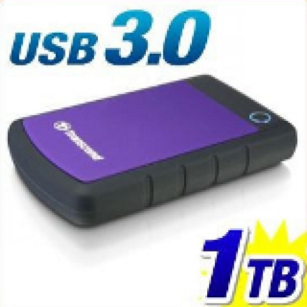 Transcend External HDD 1 TB, H3P , USB3.0, 2.5'', Anti-shock system, Backup software, 216 gr, Black/Purple