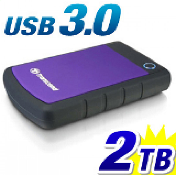 Transcend External HDD 2 TB, H3P, USB3.0, 2.5'', Anti-shock system, Backup software, 284 gr, Black/Purple