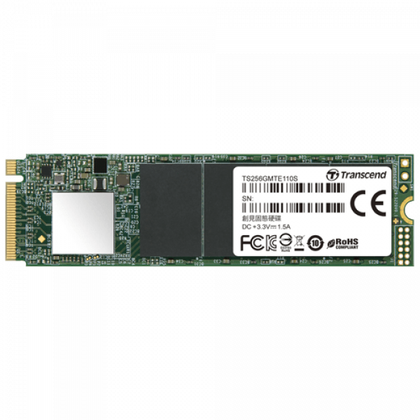 Transcend SSD M.2 NVMe 256GB 2280, (PCIe Gen3x4), 3D TLC, DRAM-less, Read 1,800 MB/s, Write 1,500 MB/s