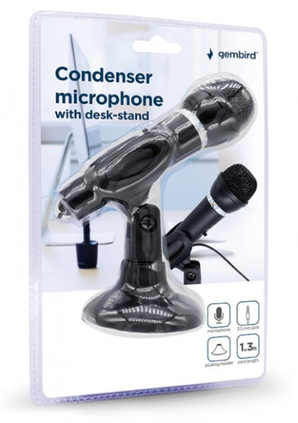 MIC-D-04 Gembird kondenzatorski mikrofon sa stalkom 3,5mm, black