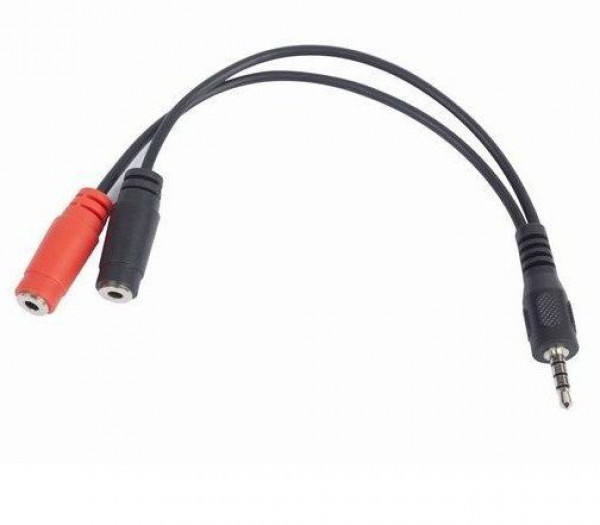 CCA-417 Gembird 2x 3.5 mm(slusalice i mikrofon) adapter na 1x 3.5mm(4 pin) cable, 0.2 m crni