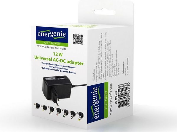 EG-MC-008 Gembird 12W Univerzalni AC-DC adapter 220V/12W na 3,4.5,5,6,7.5,9,12V 1A max