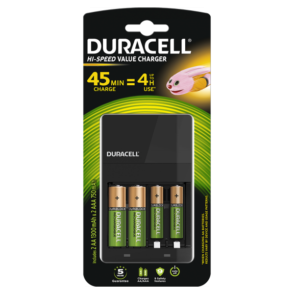 Duracell CEF14 PUNJAC + punjive baterije 2xAA NiMH 1300mAH+ 2xAAA 750mAh( Hi speed 4h, auto-OFF)