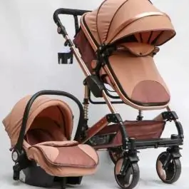 Kolica za bebe sa auto sedištem MARSI 600-1 bež- zlatni ram
