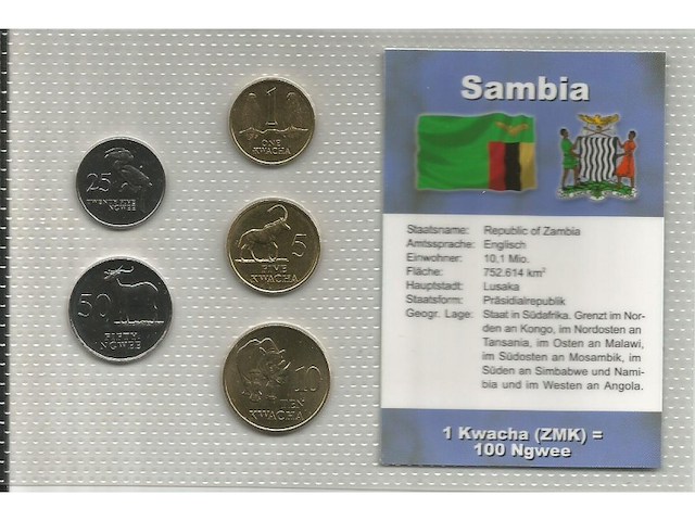 Zambia Zambija 1992. Set kovanica UNC