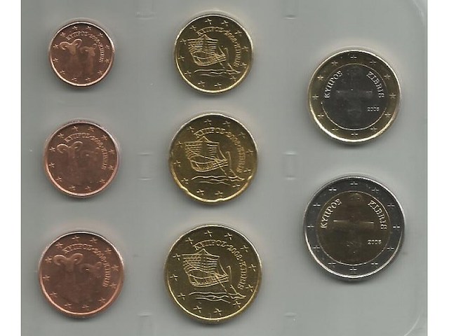 Kipar 2008. Kompletan set euro kovanica UNC
