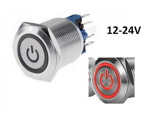 Anti-vandal prekidac - 12-24V - Crveni - 16mm - NO+NC -