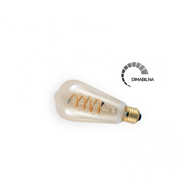 Led sijalica filament dimabilna 4W E27 spiral amber 100196