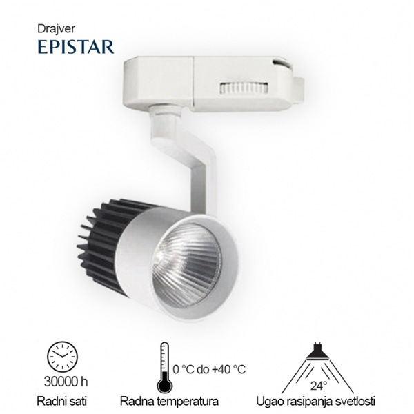 Reflektor šinski L2640-20 3 faze 20W 4200K 300029